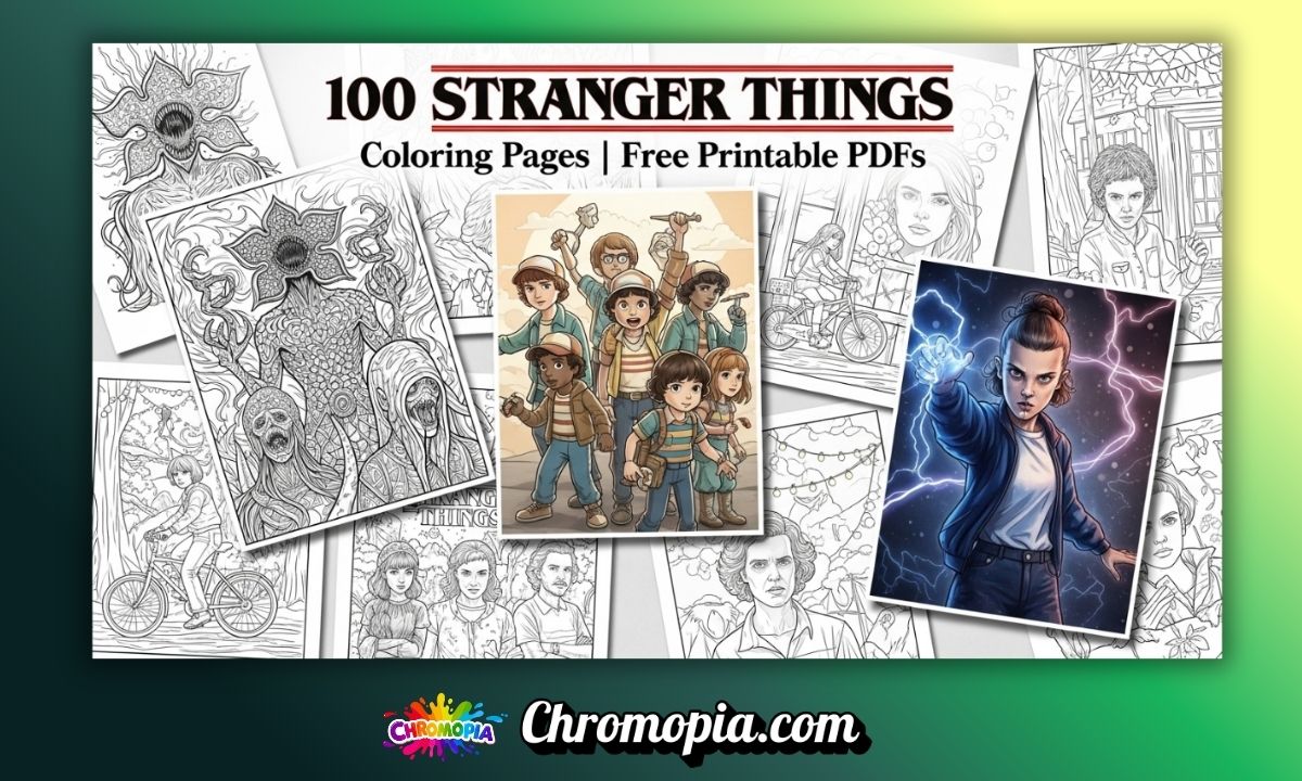 100 Stranger Things Coloring Pages (Free Printable PDFs): Characters, Halloween, Holiday & Art ...