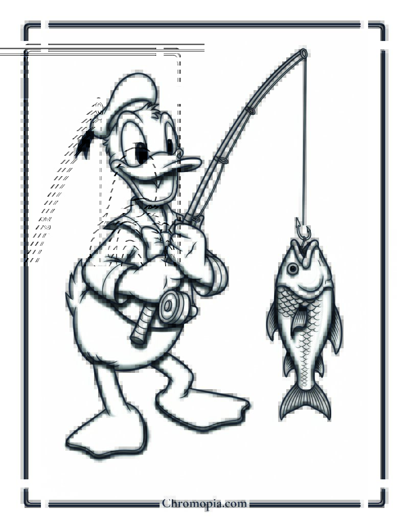 Donald Duck Fisherman Coloring Page – Free Printable PDF | Chromopia